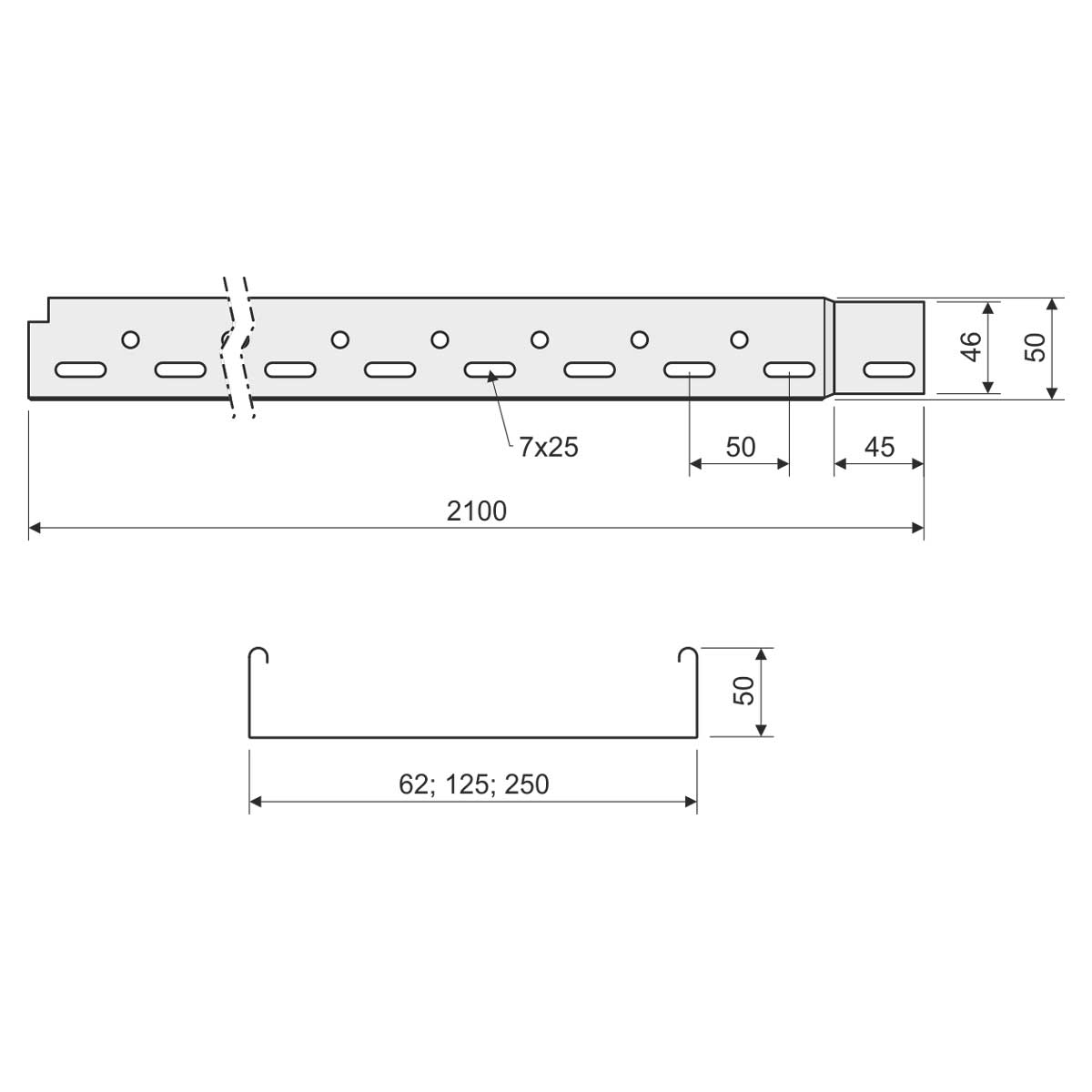 Cable duct with integrated connector NKZI 50X125X1.25 S (2/12/420 m ...