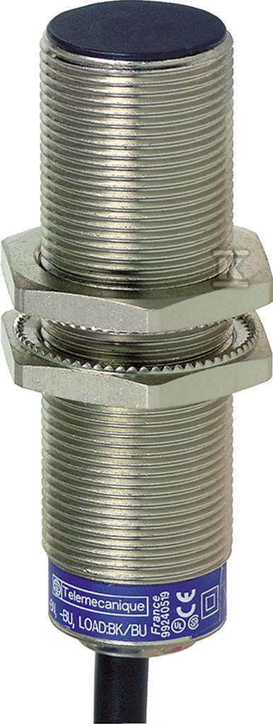 M18 inductive sensor with PNP output 1NO+1NC 12..24V DC, 2m cable ...