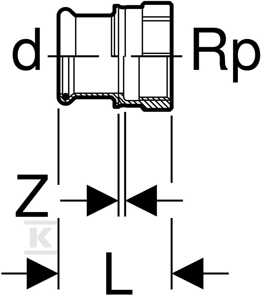 Geberit Mapress Edelstahl transition coupling with female thread d12-R⅜ ...