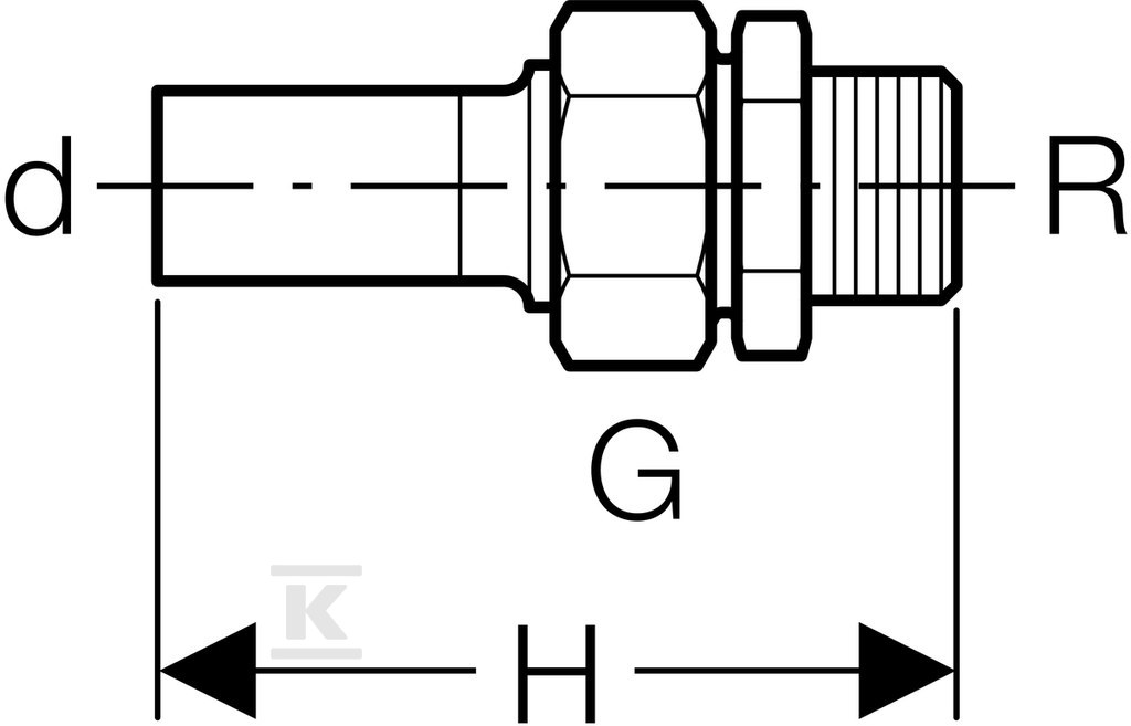 Geberit Mapress Edelstahl fitting, transition, with ext. d54-R2 35410 ...