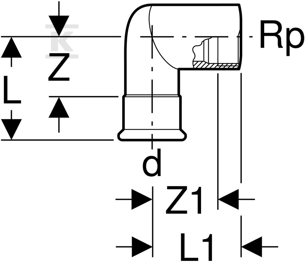 Geberit Mapress C-Stahl FKM transition elbow 90 ° with female thread ...