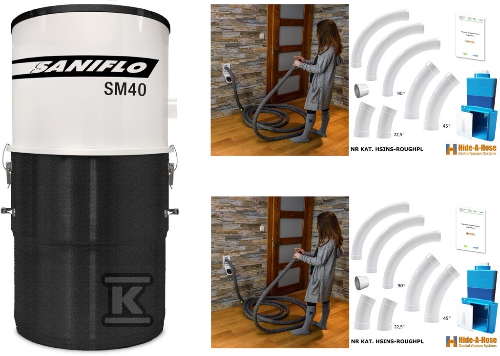 Saniflo SM40 central unit + 2 x HAH installation kit S40HSINS-ROUGHPL ...