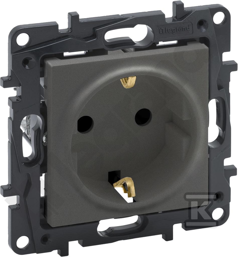 Single power socket with ground SCHUKO, screw terminals, without ...
