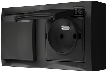 Surface-mounted socket outlet, 2x 1x earthed, flap in the same color as ...