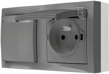 Surface-mounted socket outlet, 2x 1x with earthing, a flap in the color ...