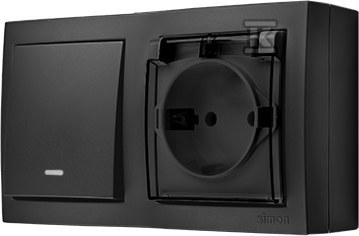 Surface-mounted single pole switch, 10 AX, 250 V ~, + single schuko ...