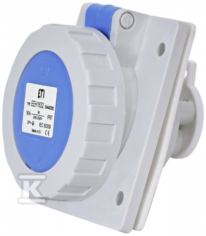 Panel socket 16A, 230V, 2P+PE, IP67 EEH 1632 004482082 - Onninen Wholesale