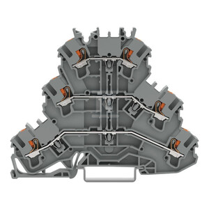 3-tier terminal block, with push buttons, through-terminal/through ...
