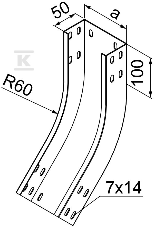 Internal bend 45 ° LZWMP600H50, sheet thickness 1.5 mm 352060 - Onninen ...