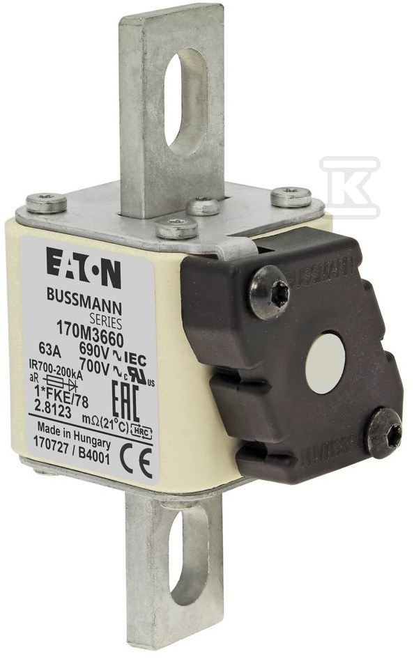 Wkładka szybka, 63 A, AC 690 V, kompaktowy rozmiar 1, 45 x 59 x 110 mm ...