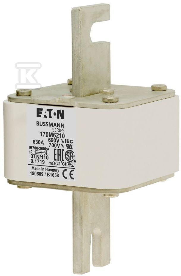 Wkładka szybka, 630 A, AC 690 V, DIN 3, 76 x 90 x 139 mm, aR, DIN, IEC ...