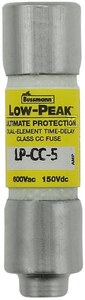 Wkładka bezpiecznikowa 5A 600 VAC/150VDC, zwłoczna, klasa CC LP-CC-5 ...