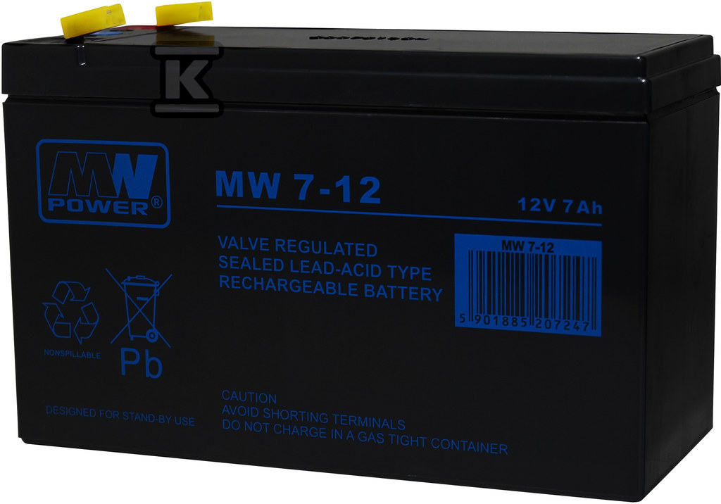 Akumulator AGM 12V/7Ah 6-9 lat MW Power MW 7-12 - Hurtownia Onninen