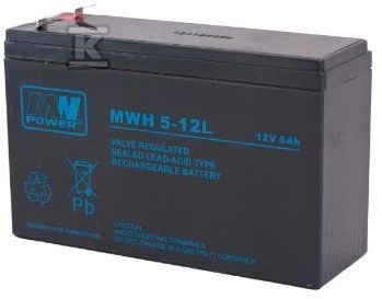 Akumulator AGM 12V/5Ah 6-9 lat (szeroki konektor) MW Power MWH 5-12L - Hurtownia Onninen
