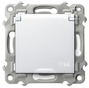 Splash-proof socket with earthing IP-44, cover in product color - WHITE ...