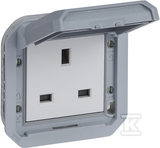 Single socket with grounding British standard 2P+Z, screw terminals ...