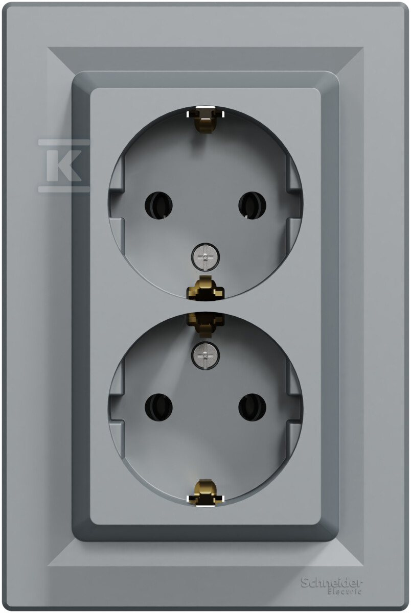 SCHUKO double socket, ASFORA steel EPH9900162 - Onninen Wholesale