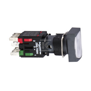 Illuminated push button, white, protruding, 1 NO+1 NC, 12...24 V AC/DC ...