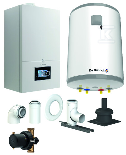 Pakiet z kotłem gazowym kondensacyjnym Virtuens Smart 15, podgrzewaczem c.w.u. ze stali ...
