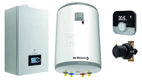 Pakiet z kotłem gazowym kondensacyjnym Virtuens Smart 24, podgrzewaczem c.w.u. ze stali ...