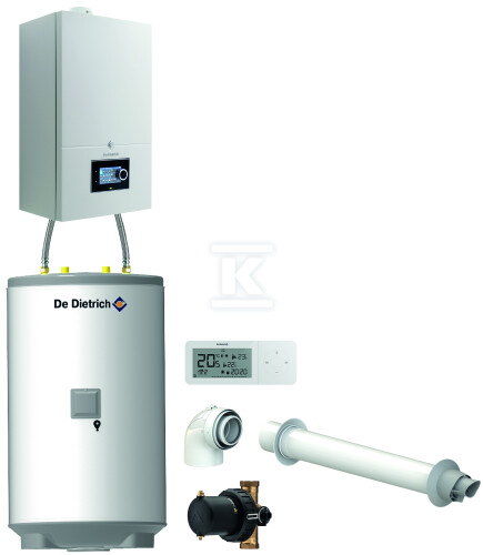 Pakiet z kotłem gazowym kondensacyjnym Virtuens Smart 15, podgrzewaczem c.w.u. ze stali ...