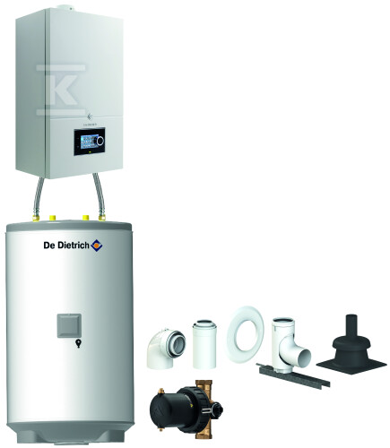 Pakiet z kotłem gazowym kondensacyjnym Virtuens Smart 24, podgrzewaczem c.w.u. ze stali ...