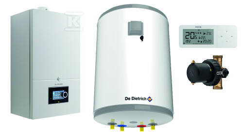 Pakiet z kotłem gazowym kondensacyjnym Virtuens Smart 15, podgrzewaczem c.w.u. ze stali ...