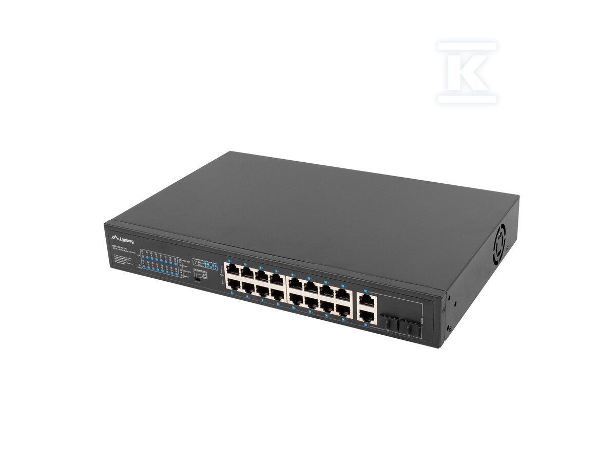 Switch 16x 100MB POE+/2X combo niezarządzalny RACK 19" gigabit ethernet ...