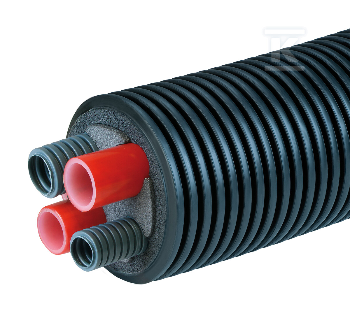 Double pre-insulated pipe AustroPEX WPE A160-2xDN50 corrugated ...