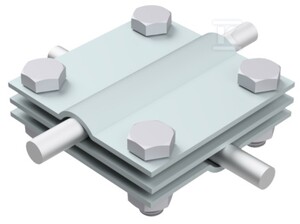 Złącze krzyżowe 4-otworowe 3 płytkowe, B do 40mm (stal ocynkowana ...