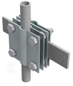 Large 4-plate earthing connector B for 40mm Ø20mm (galvanized steel ...