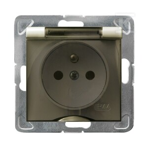 Splash-proof socket with grounding IP-44 transparent cover - ECRU ...
