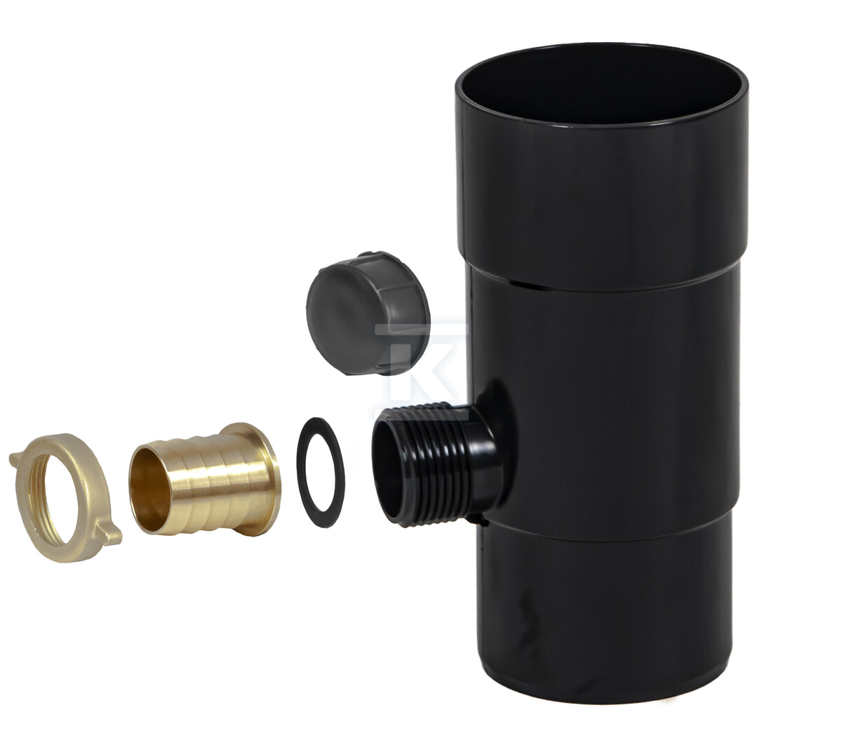 Rainwater collector PVC 100, for downpipe, black color RAL9017 ...