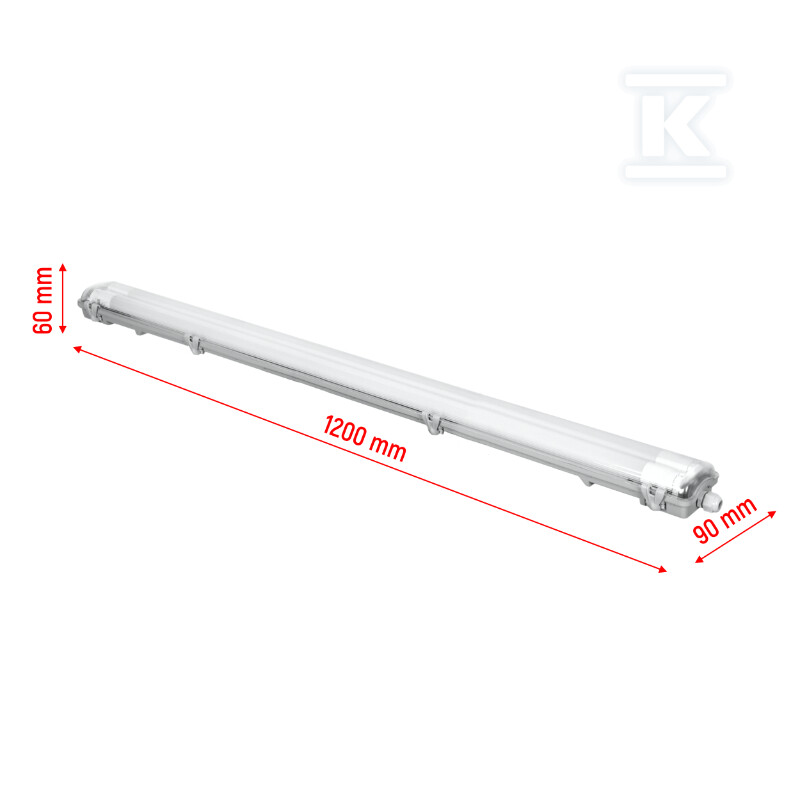 Luminaria estanca para tubos LED G13, 2xT8, 2x18W, 2x1800lm, 4000K ...
