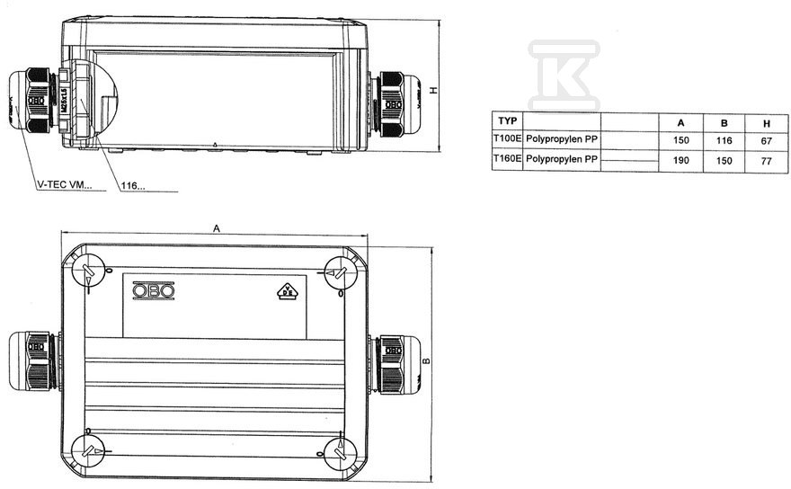 Cable junction box type T 160 E 10-5 7205524 - Onninen Wholesale