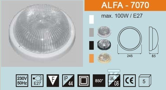 ALFA fixture, E27, 100W, white-polypropylene, transparent lampshade ...