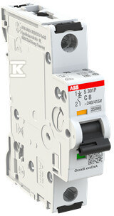 Wyłącznik nadmiarowo-prądowy, 1P, charakterystyka C, 8A, 25kA, AC | S301P-C8 2CDS381001R0084 ...