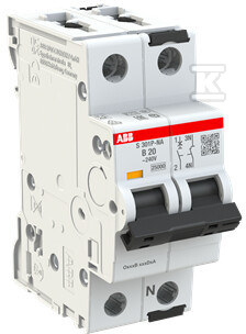 Wyłącznik nadmiarowo-prądowy, 1P+N, charakterystyka B, 20A, 25kA, AC | S301P-B20NA ...