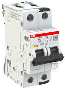 Wyłącznik nadmiarowo-prądowy, 2P, charakterystyka C, 13A, 25kA, AC | S302P-C13 2CDS382001R0134 ...