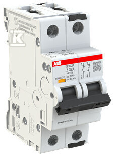 Wyłącznik nadmiarowo-prądowy, 2P, charakterystyka Z, 32A, 20kA, AC | S302P-Z32 2CDS382001R0538 ...