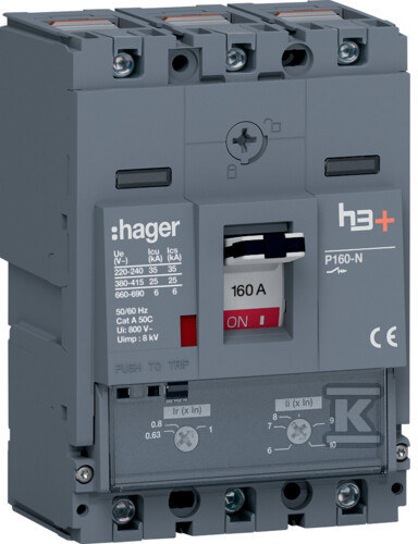 Power switch h3+ P160 3P 160A 25kA TM HHS160DC - Onninen Wholesale