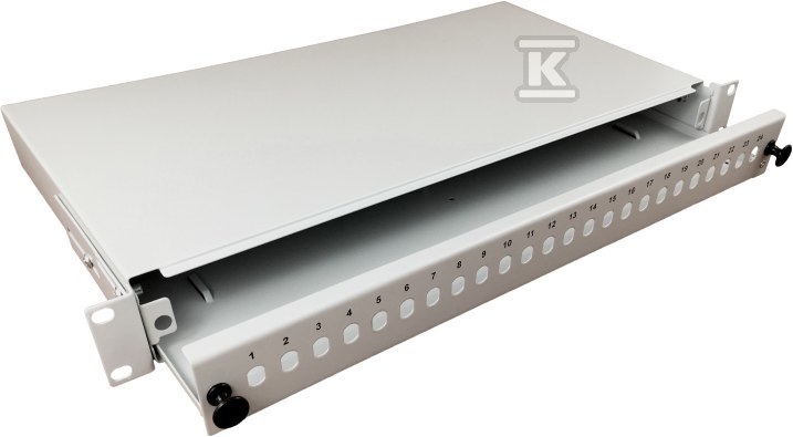 Fiber optic distribution box 24xST 19 "1U with front plate and mounting ...