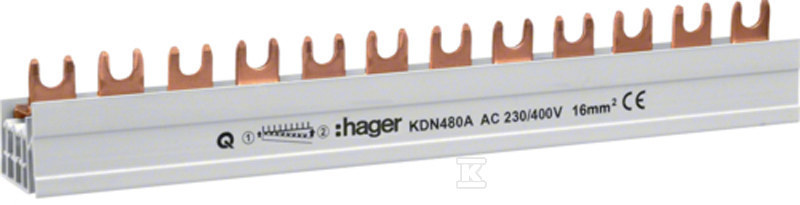 Horizontal fork comb busbar 4P 16 mm2 for SPD 4P + RCCB 4P/MCB 4P 12M ...