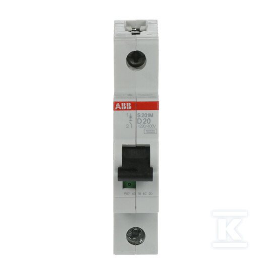 Wyłącznik nadmiarowo-prądowy, 1P, charakterystyka D, 20A, 10kA, AC | S201M-D20 2CDS271001R0201 ...