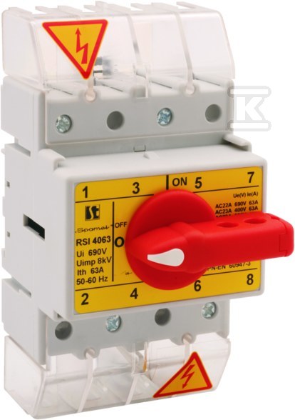 8-pole disconnector 80 A with handle on the disconnector L/N RSI-8080 ...