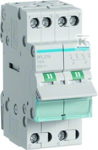 Modular installation switch I-II common point from below 2P 16A 230VAC ...