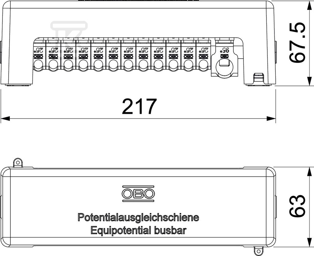 Szyna wyrównania potencjałów typ 1801 12x25 1x95 5015683 - Hurtownia ...