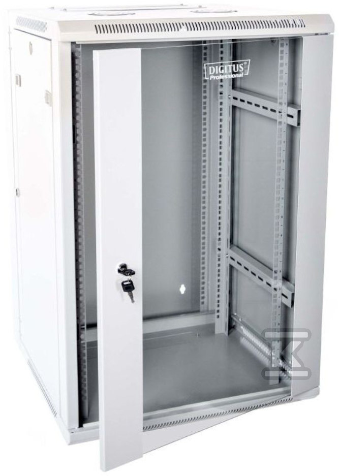 Szafa sieciowa wisząca 19" 18U rack 600x600, drzwi szyba, szary ...