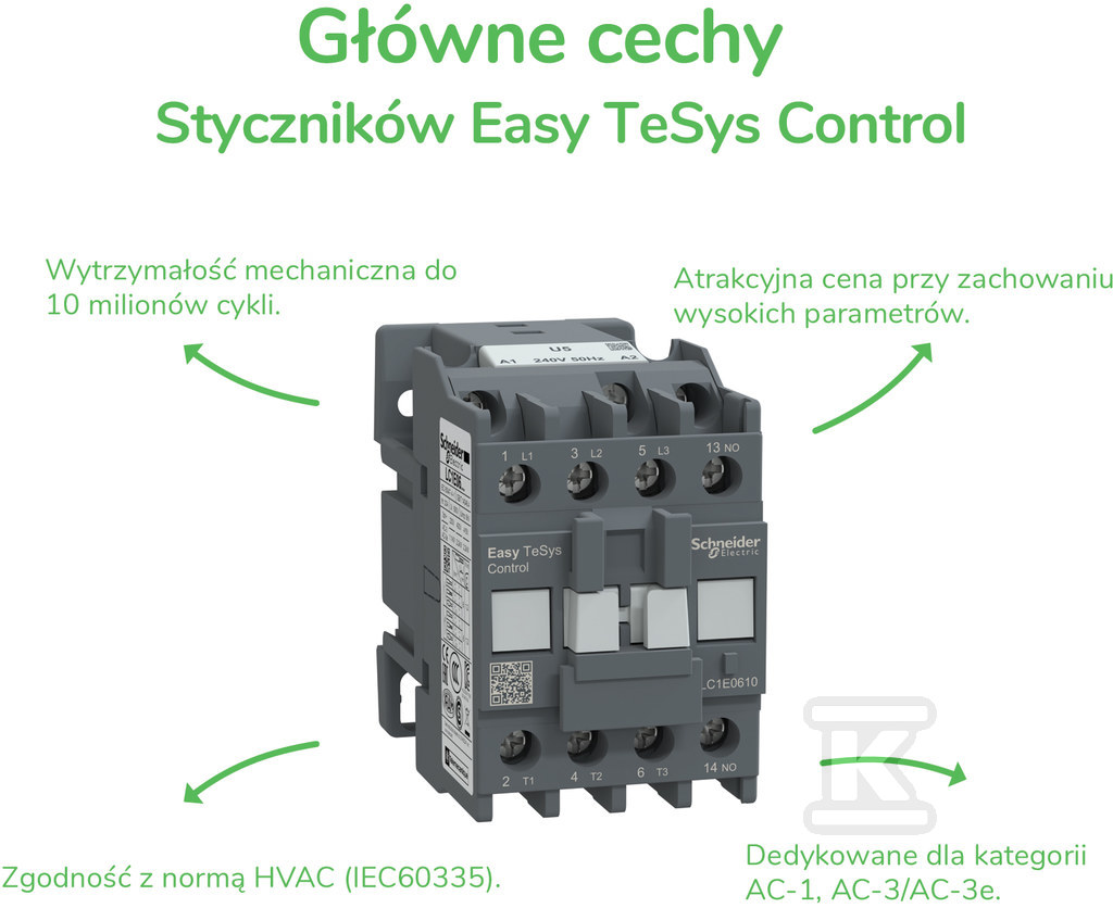 Stycznik mocy, Easy TeSys Control, AC-3, 12A, 3P (1NC), cewka 24V DC ...