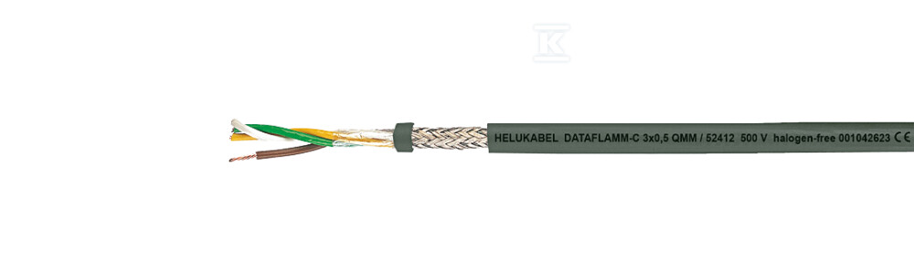 Halogen-free data cable, shielded DATAFLAMM®-C 3x0.75 mm² grey, color ...